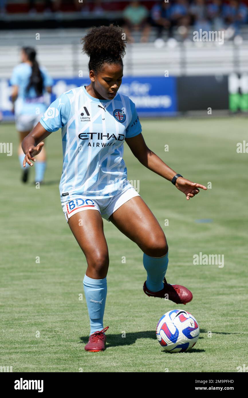 Naomi Thomas-Chinnama of Melbourne City warms up before the match ...