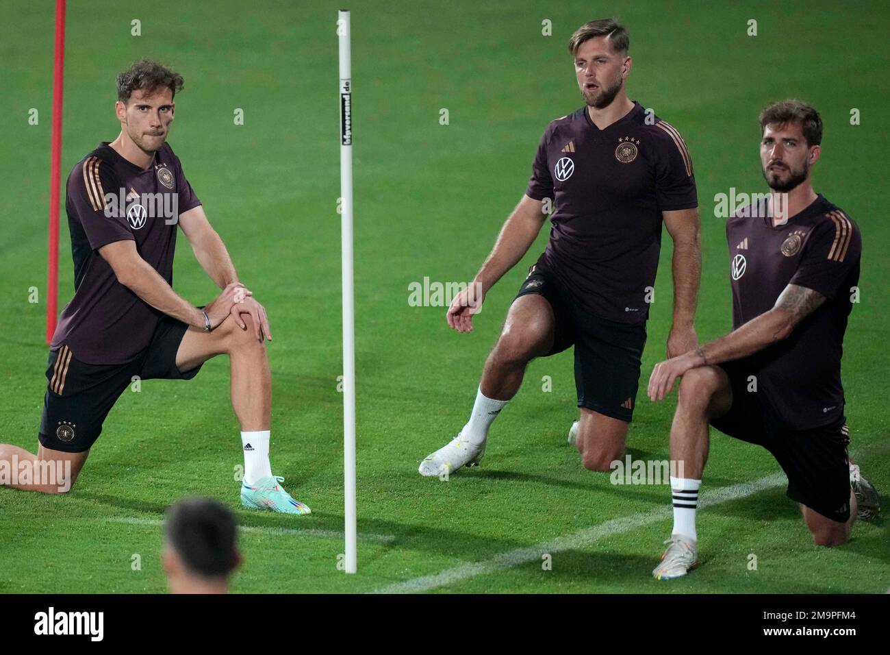 Germany's Leon Goretzka, from left, Niklas Fuellkrug und Kevin Trapp ...
