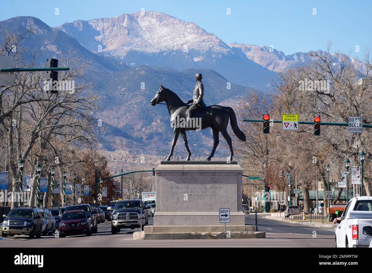A statue of William Jackson Palmer, Civil War general, railroad tycoon ...