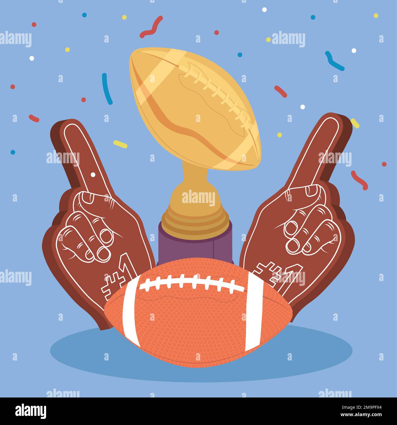 american football balloon with trophy icons Stock Vector Image & Art ...