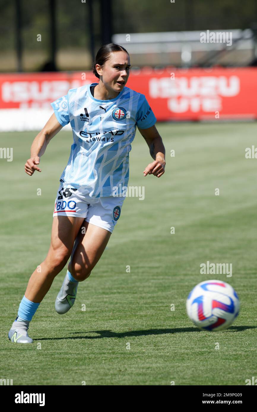 Emma Checker of Melbourne City warms up before the match between ...