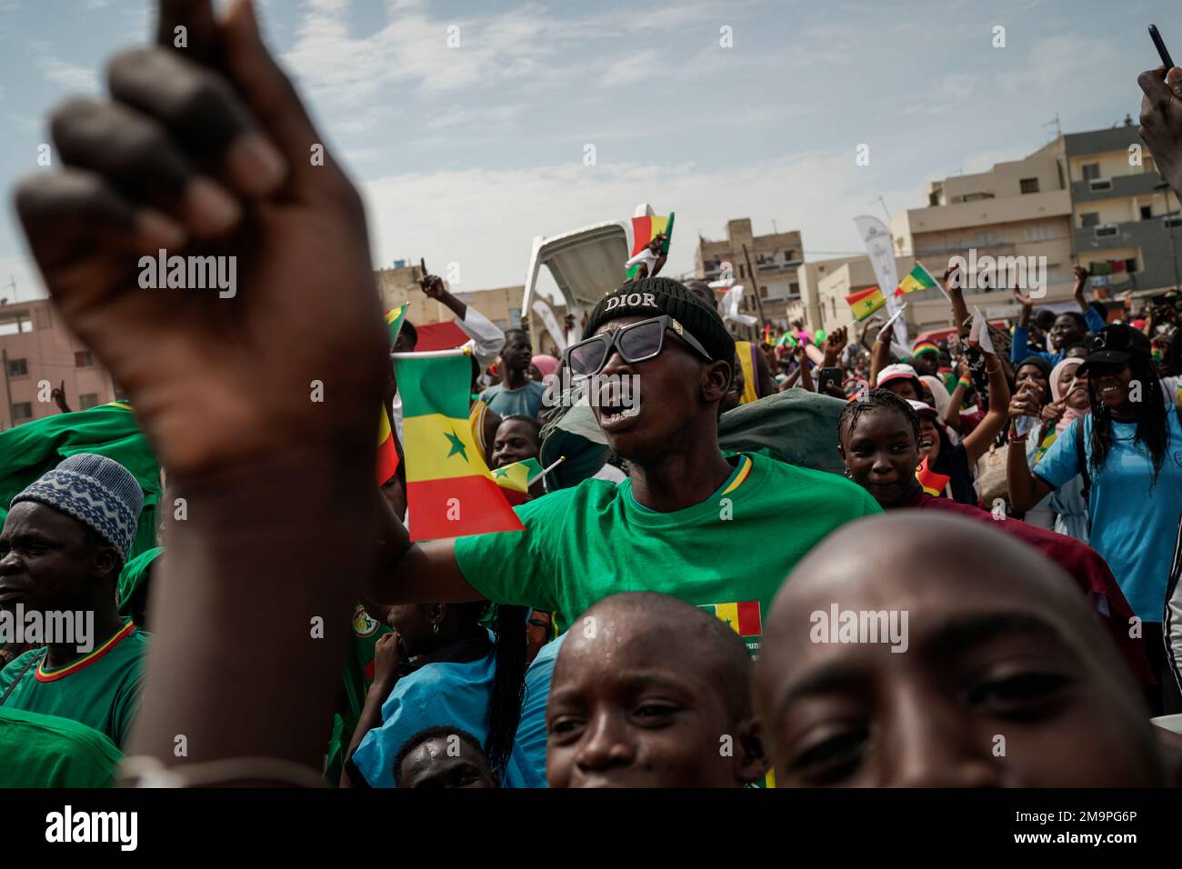 Senegal soccer fans celebrate their team's opening goal during the ...
