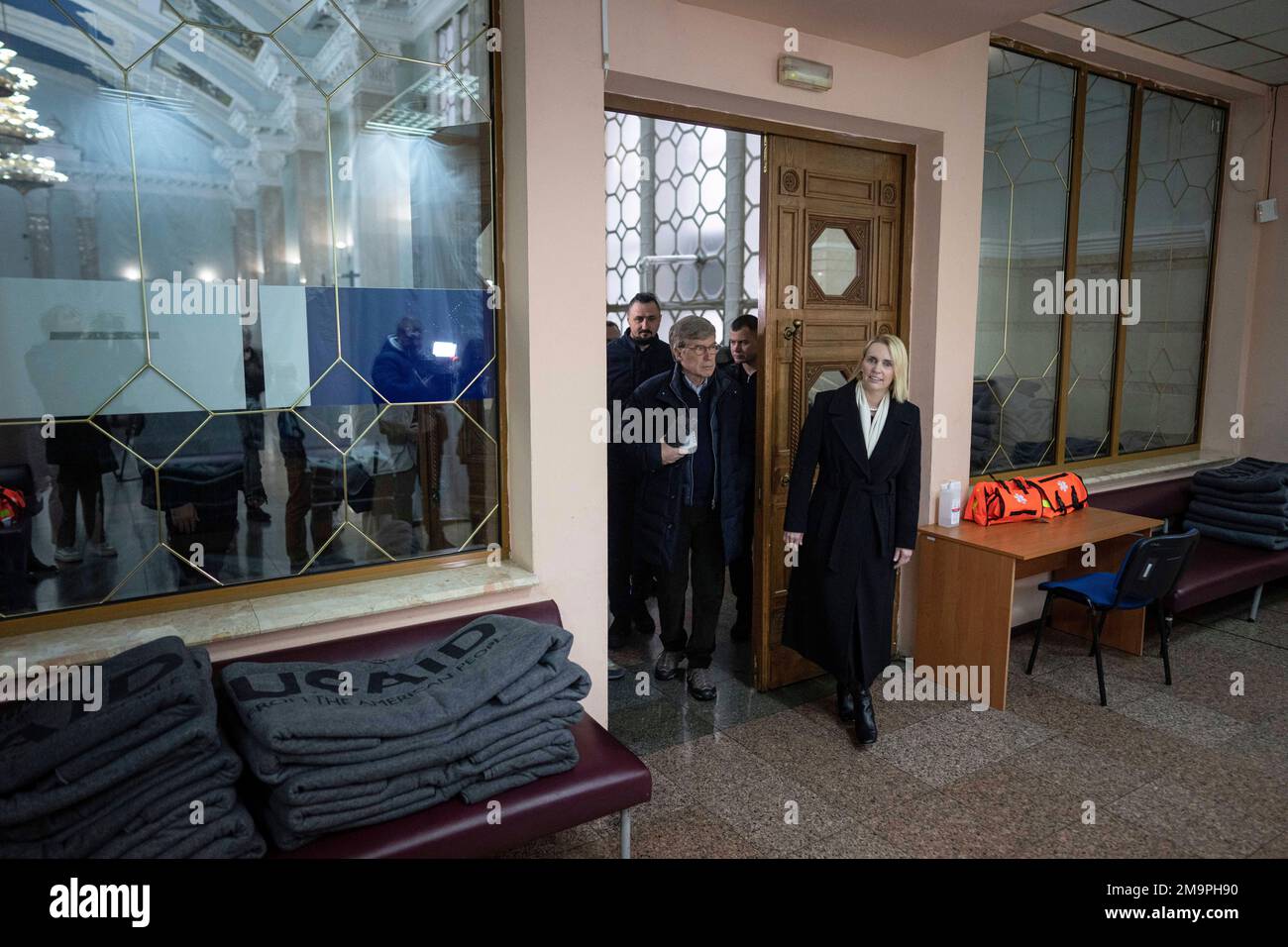 U.S. Ambassador to Ukraine Bridget Brink walks at the train station ...