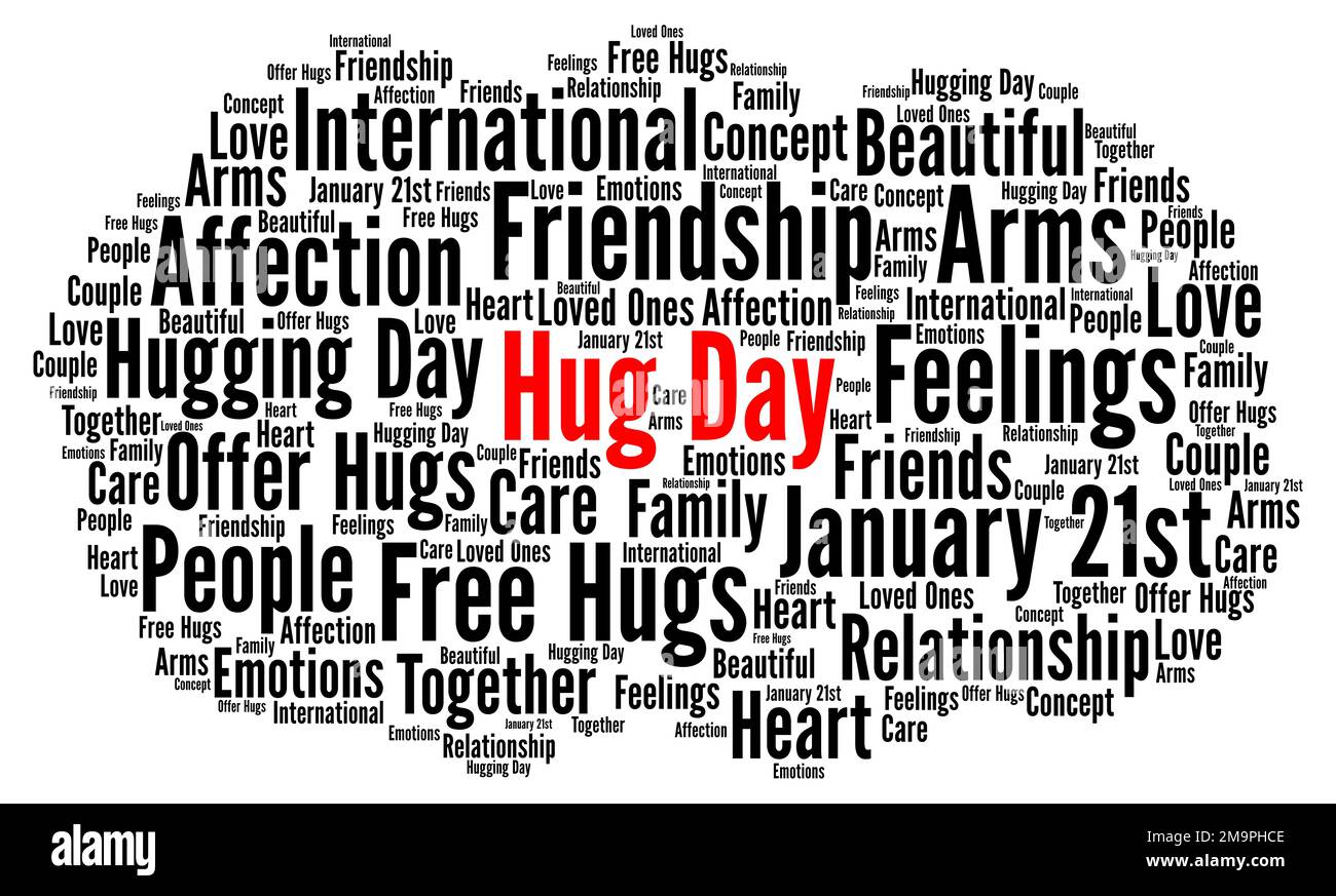Hug day january 21st word cloud illustration Stock Photo - Alamy