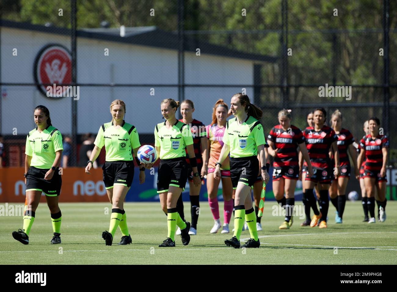 Referee Lara Lee walks on the pitch before the match between Wanderers ...
