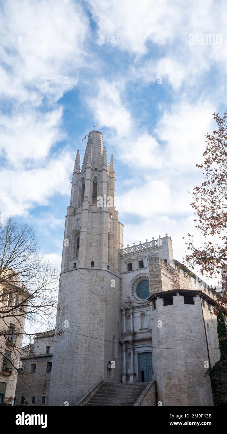 Basilica of Saint Felix in the tourist city of Girona in Catalonia ...
