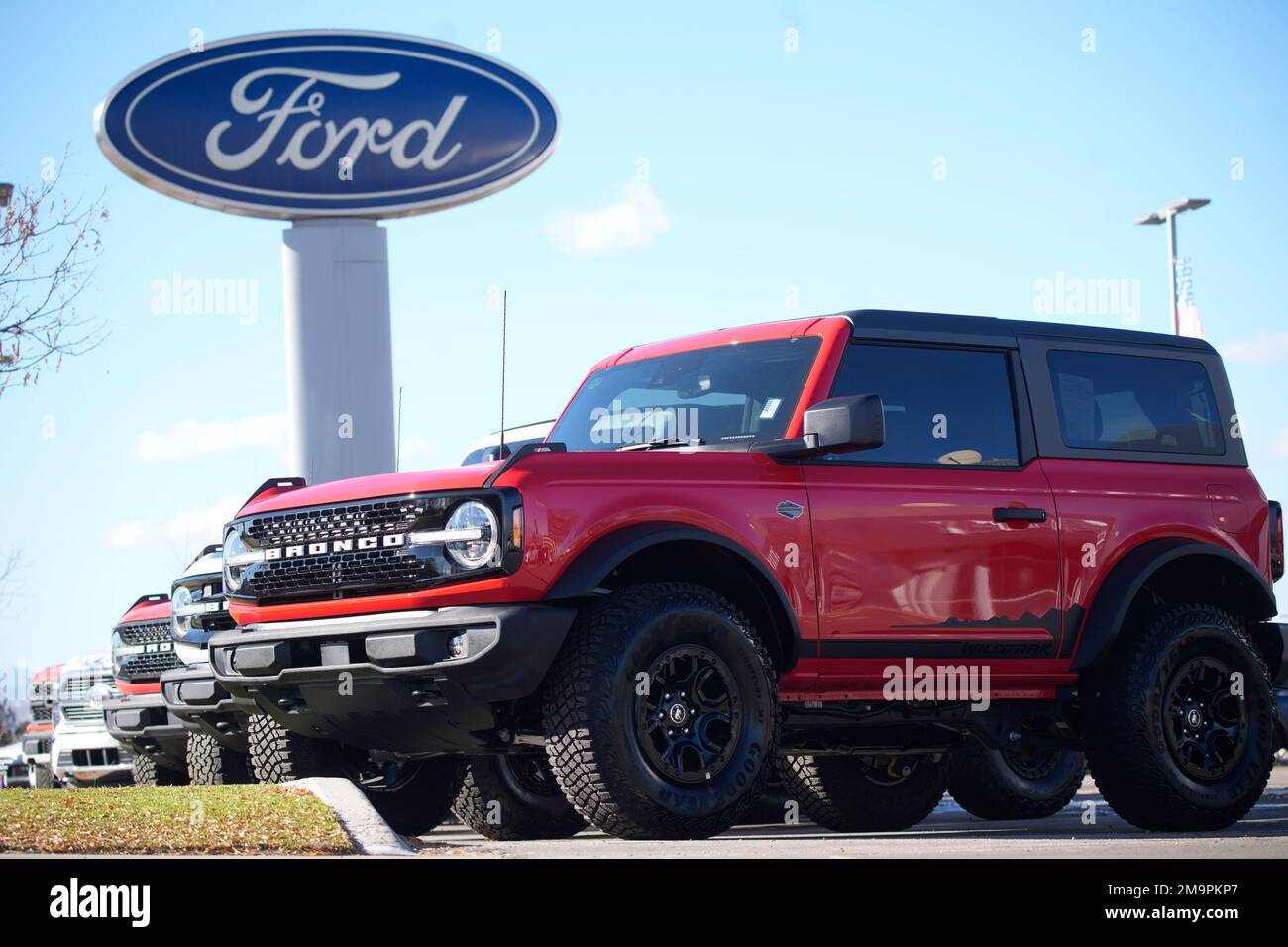 Unsold 2022 Bronco sports-utility vehicles sit Thursday, Nov. 25, 2022 ...