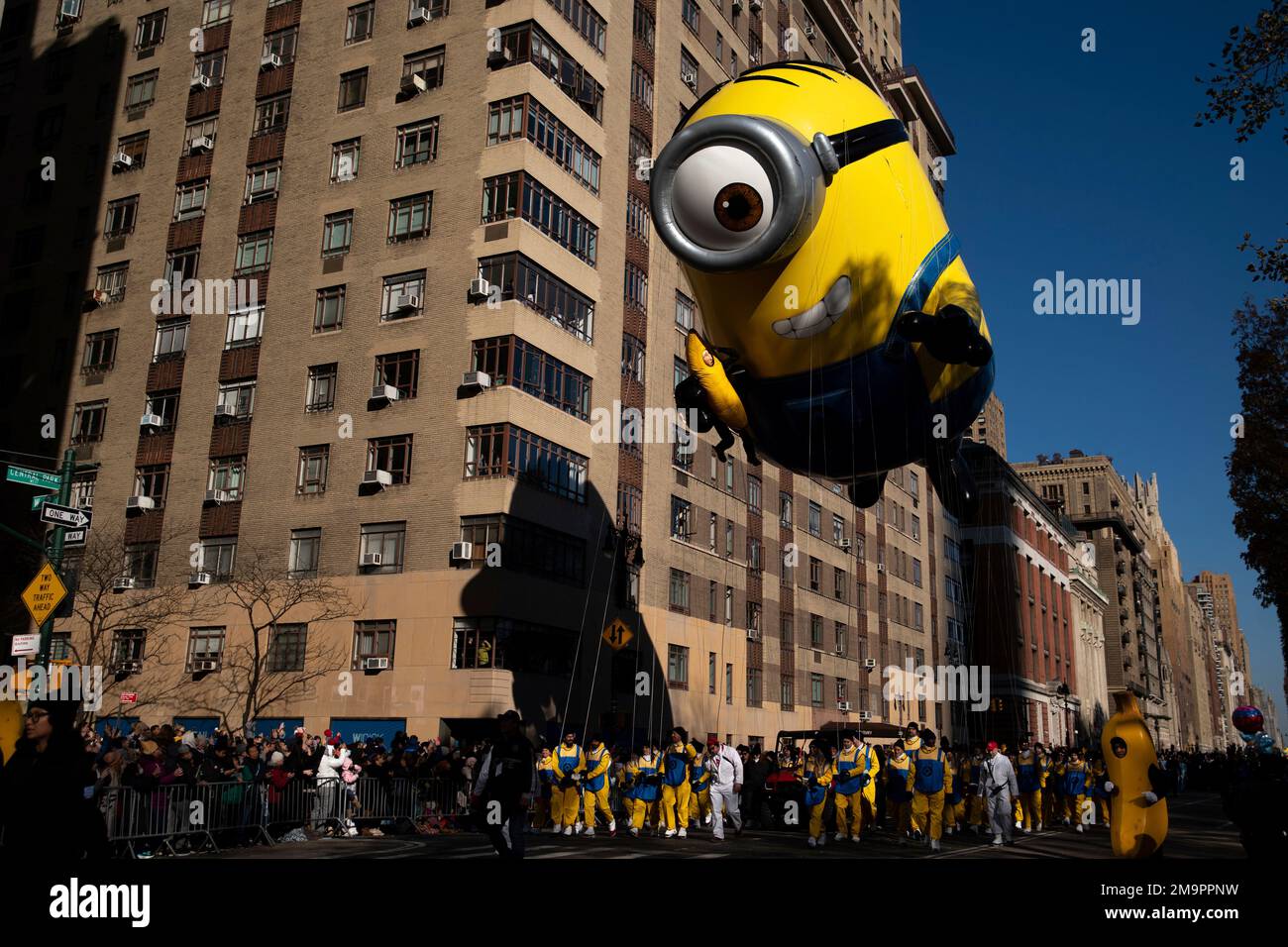 Handlers Pull The Stuart The Minion Balloon Along Central Park West
