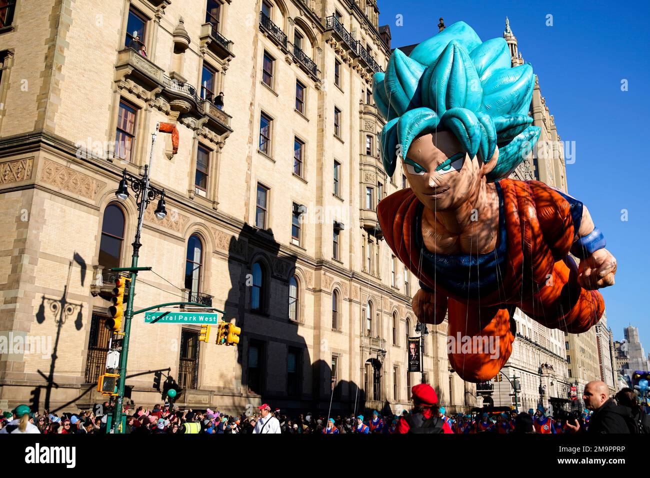 The Goku balloon make its way down Central Park West during the Macy's ...