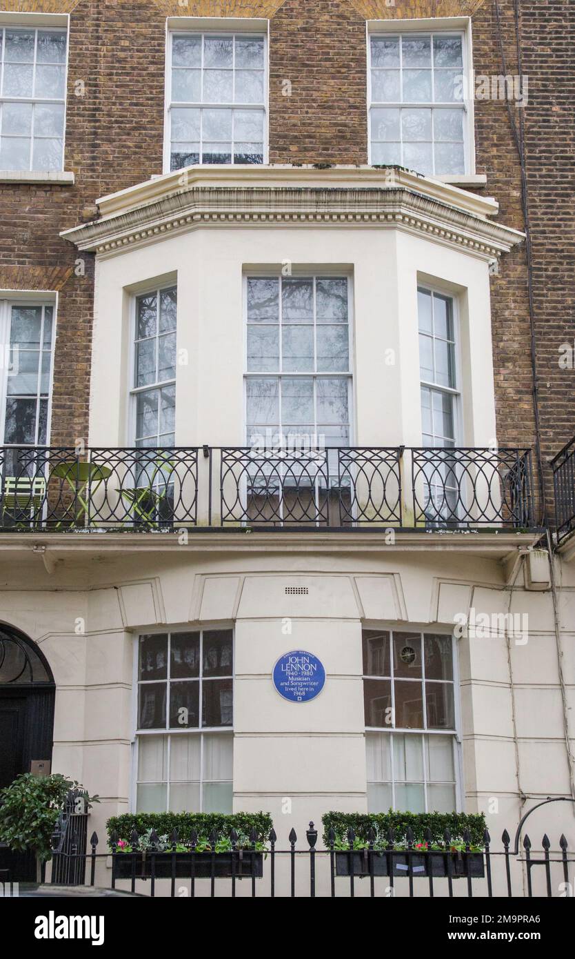 John Lennon Blue Plaque 34 Montagu Square, Marylebone London Stock ...