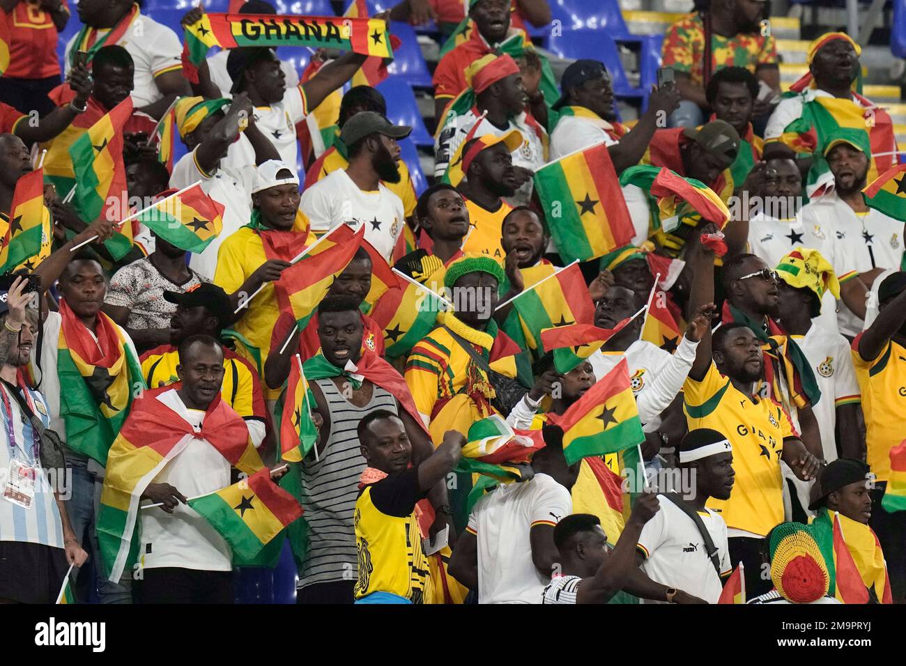 Ghana fans cheer prior to the start of the World Cup group H soccer ...