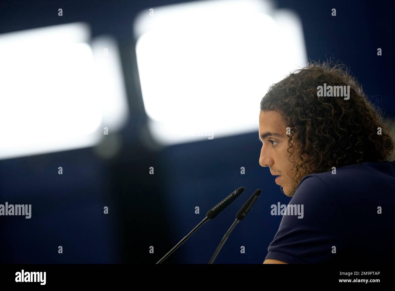 France's Matteo Guendouzi attends a press conference at the Jassim Bin ...