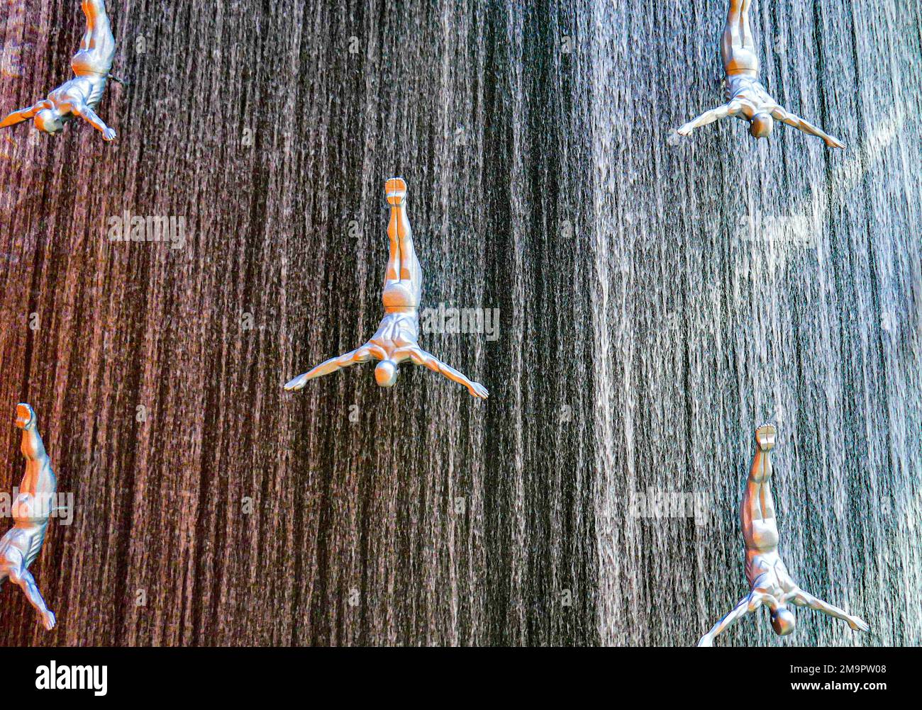 A beautiful view of the Waterfall with human in the Dubai mall, UAE ...