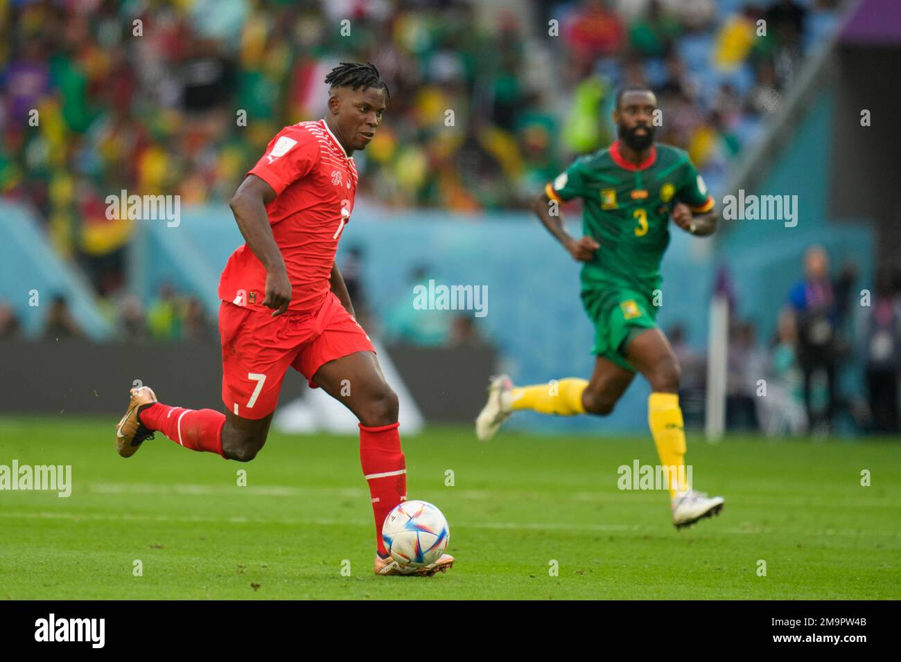 Switzerland's Breel Embolo controls the ball during the World Cup group ...