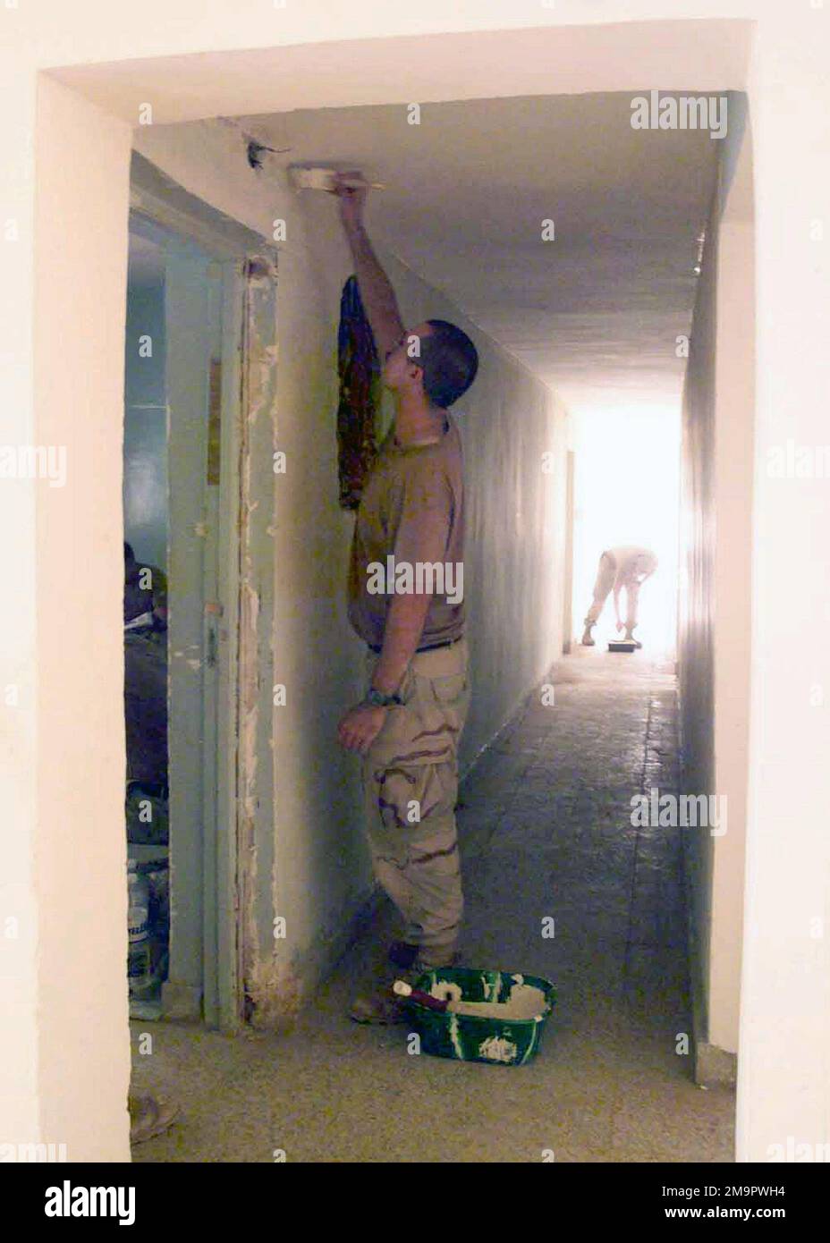 US Navy (USN) Steelworker Third Class (SW3) Kevin Speice, assigned to ...