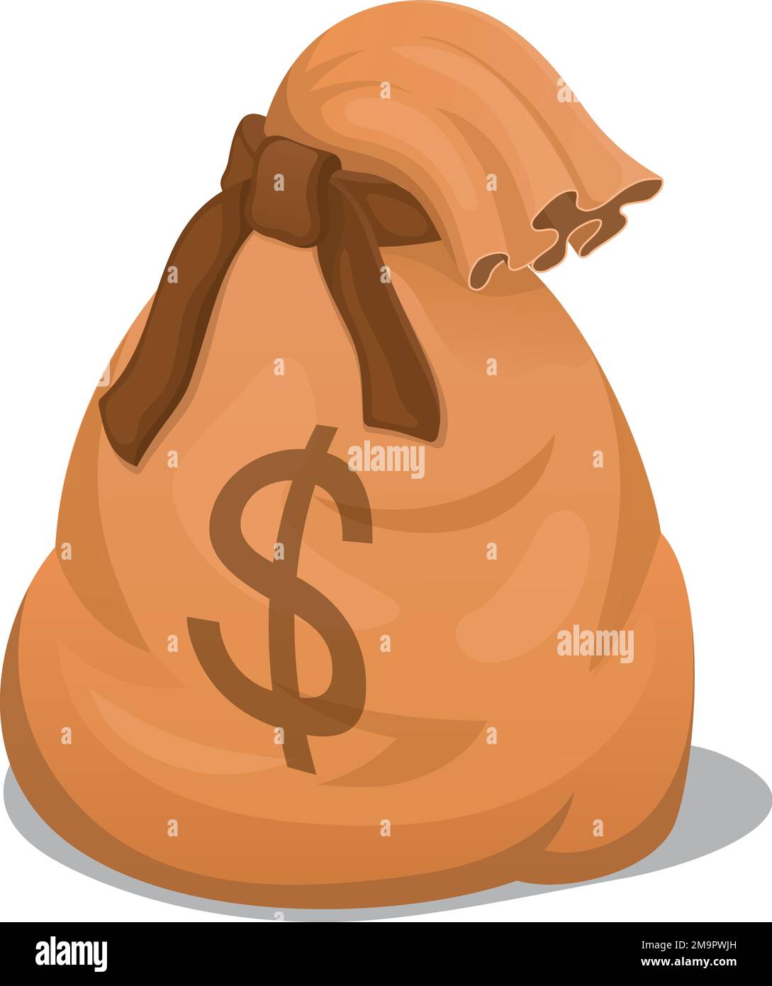 Dollar sack icon. Cartoon canvas bag with money isolated on white ...