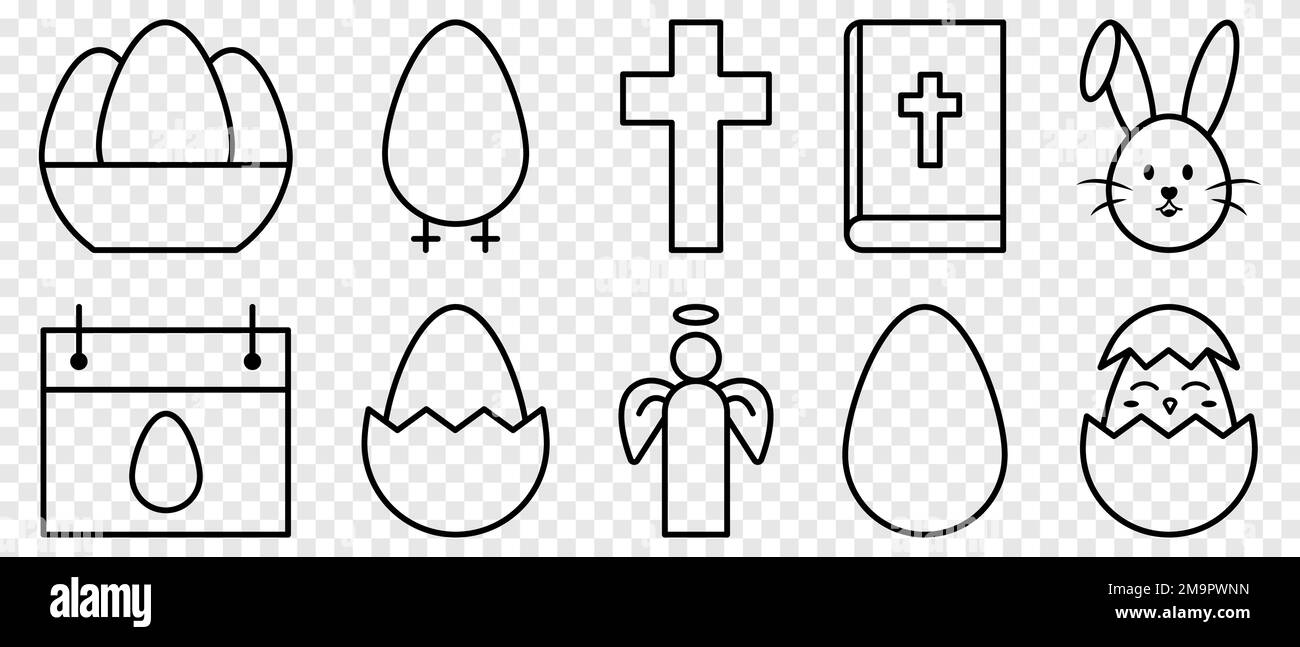Easter line icons. Vector illustration isolated on transparent ...
