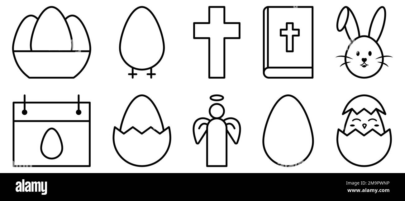 Set of Easter icons. Vector illustration isolated on white background ...