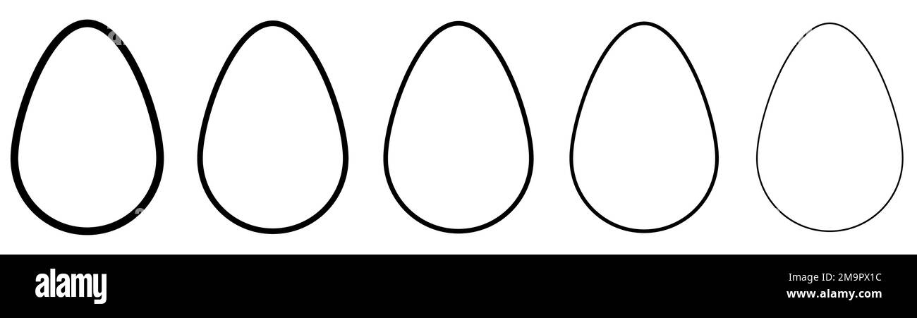 Easter eggs set. Egg with different thickness outline shapes. Vector ...