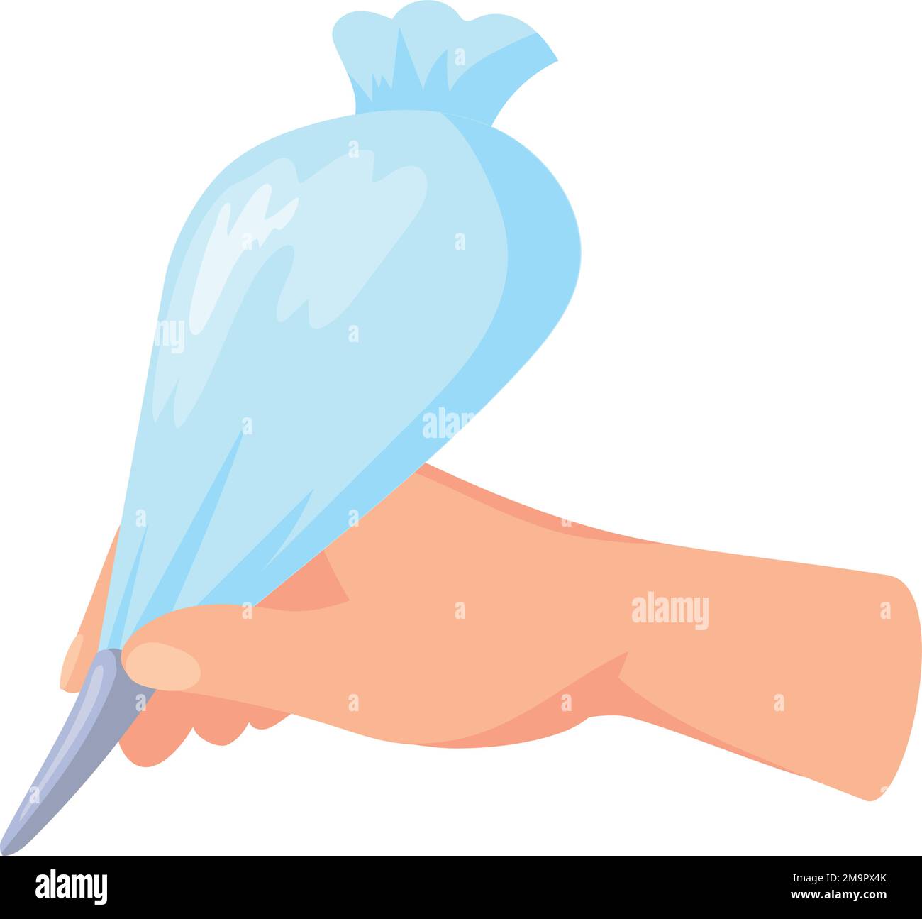 Piping bag in hand. Cake icing cartoon icon isolated on white ...