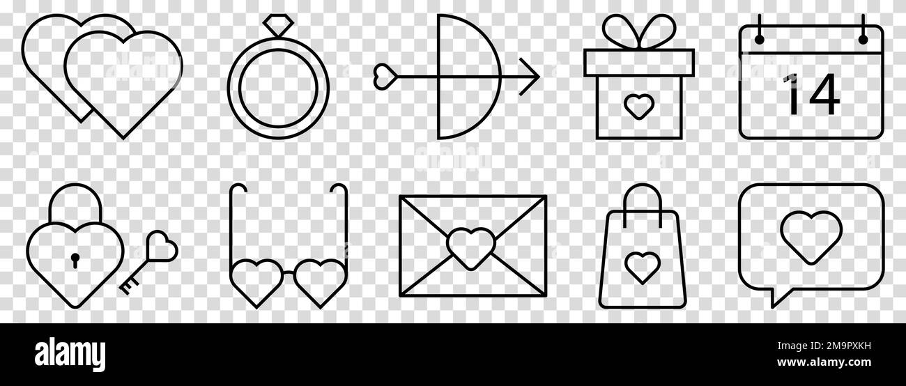Set of valentine's day icons. Vector illustration isolated on ...