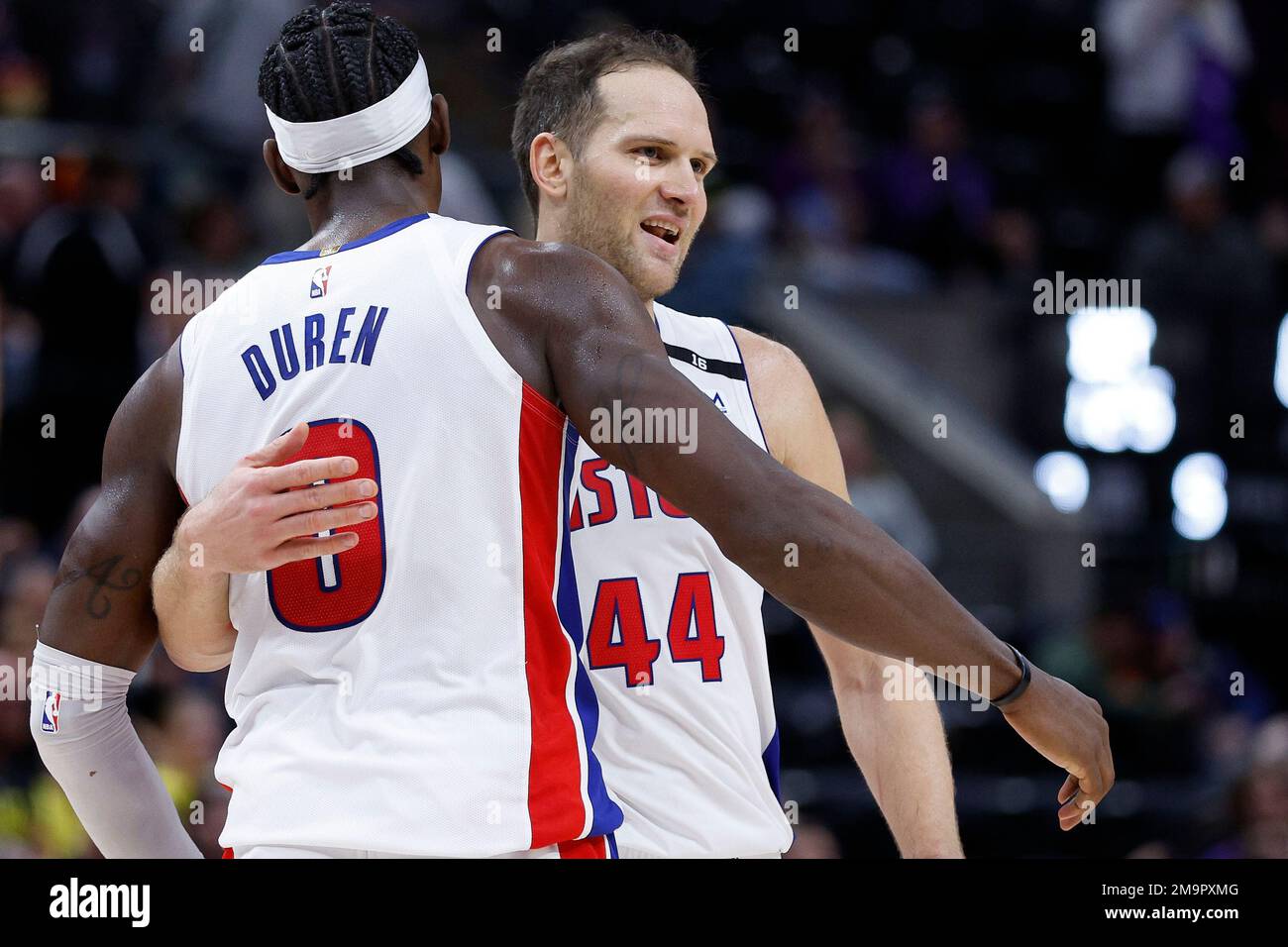 Detroit Pistons forward Bojan Bogdanovic (44) and center Jalen Duren (0 ... Detroit Pistons forward Bojan Bogdanovic (44) and center Jalen Duren (0 ...