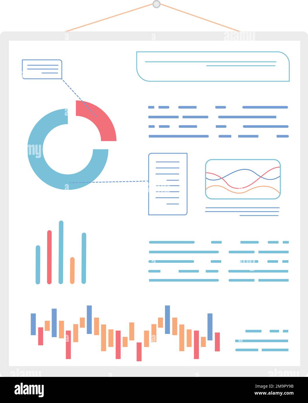 Financial statistics banner cartoon icon. Business report isolated on ...