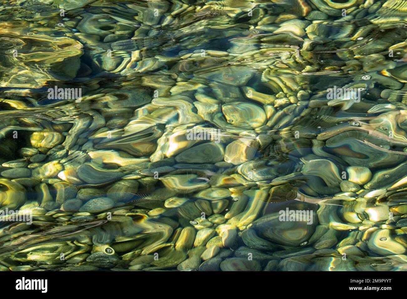 Pond with rocks distorted by moving water Stock Photo - Alamy
