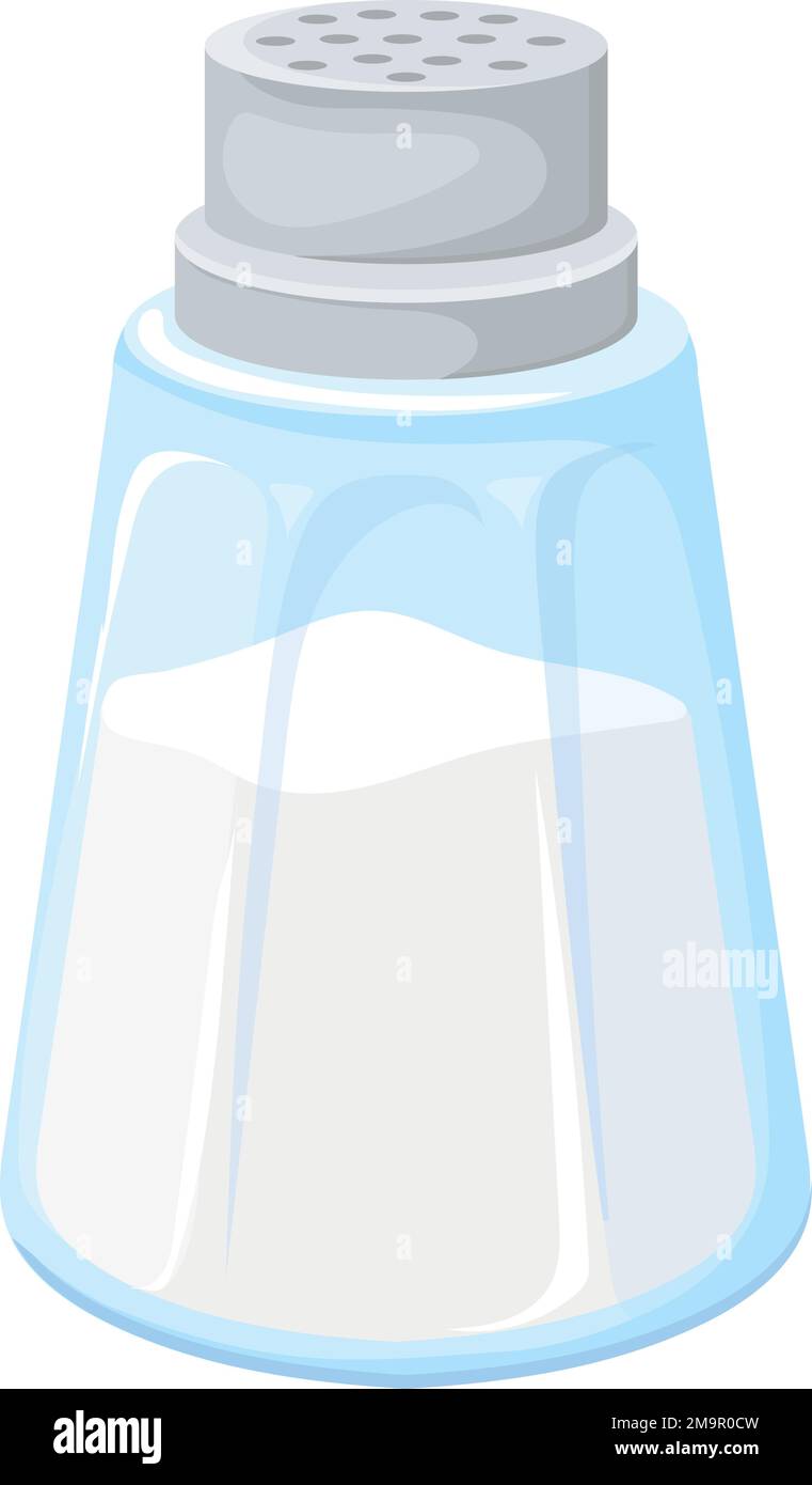 Salt shaker. Cartoon glass condiment container icon isolated on white ...