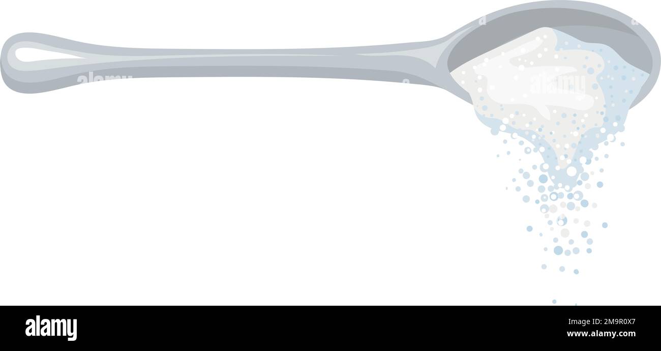 Spoon with white powder. Cooking ingredient cartoon icon isolated on ...