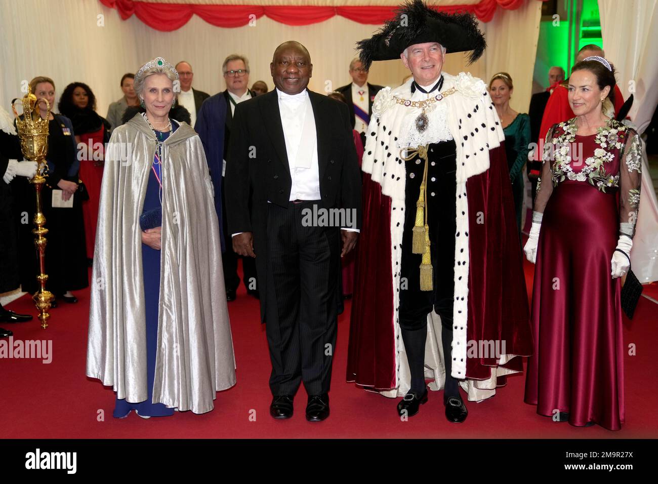 President of South Africa Cyril Ramaphosa, second from left, poses with ...