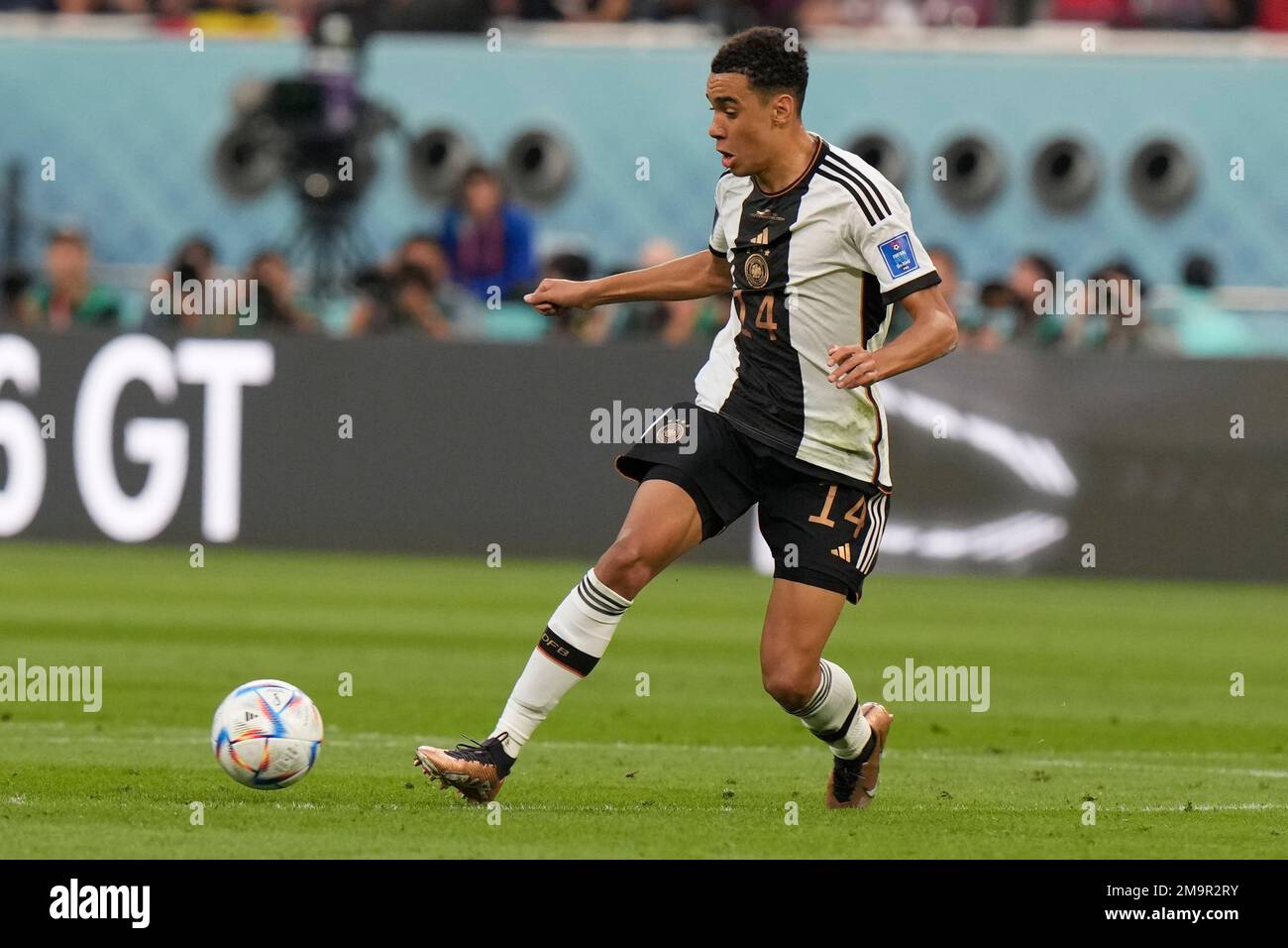 Germany's Jamal Musiala controls the ball the World Cup group E soccer ...