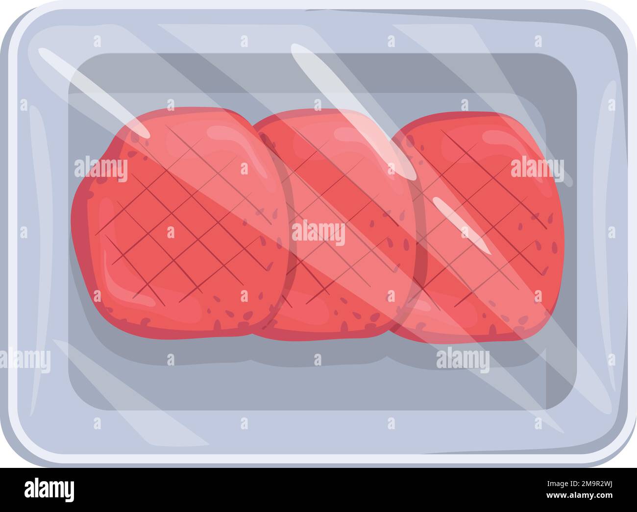 Raw burger steak. Beef meat in plastic pack isolated on white ...