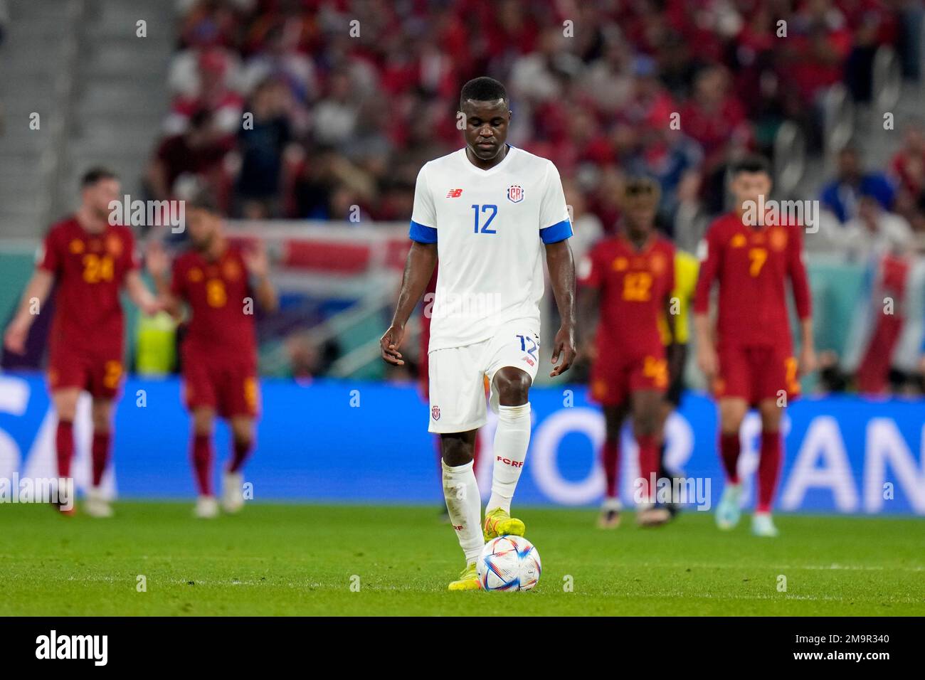 Costa Rica's Joel Campbell reacts after the fifth goal of Spain during ...