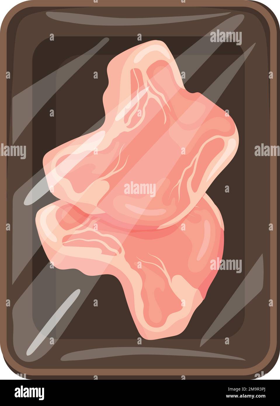 Pork chops pack. Meat slices cartoon icon isolated on white background ...