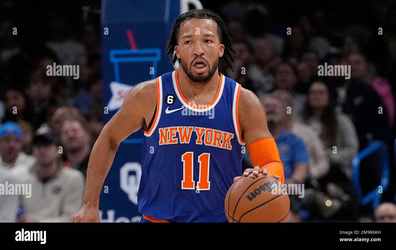 New York Knicks guard Jalen Brunson (11) in the first half of an NBA ...