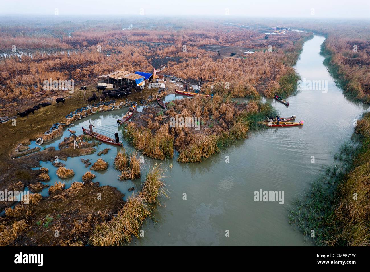 An aerial view of the Chibayish marshes still reeling from the impact ...