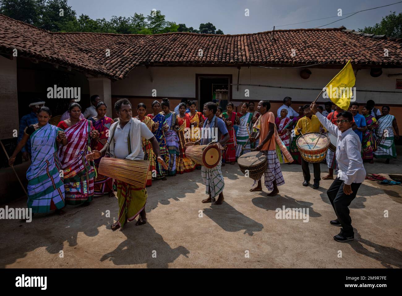 Tribespeople perform an indigenous folk dance in village Guduta, in the ...