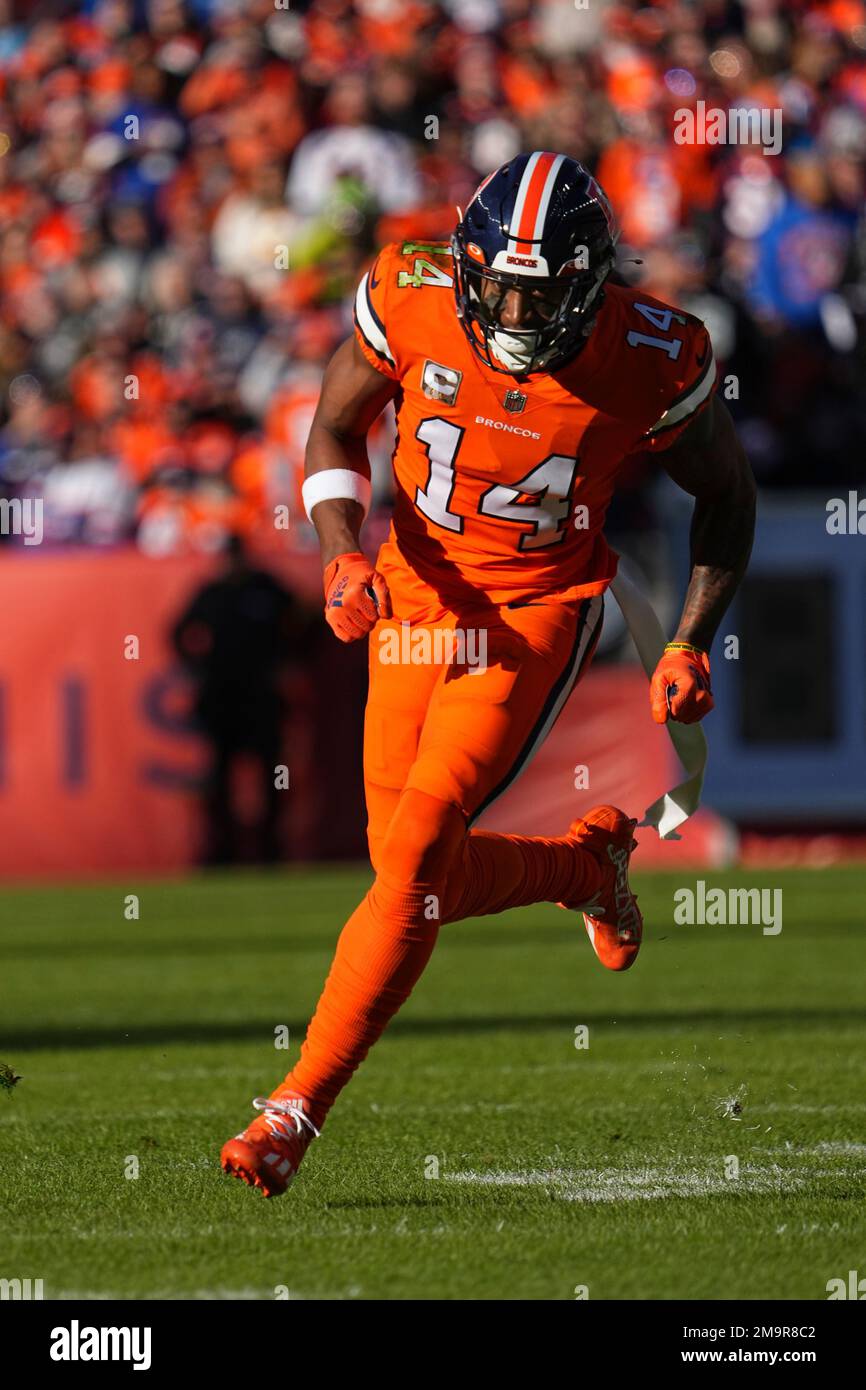 Denver Broncos wide receiver Courtland Sutton (14) against the Las ...