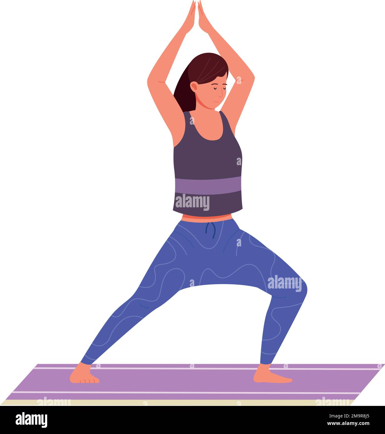 Woman in yoga pose. Balance exercise. Home stretching isolated on white ...