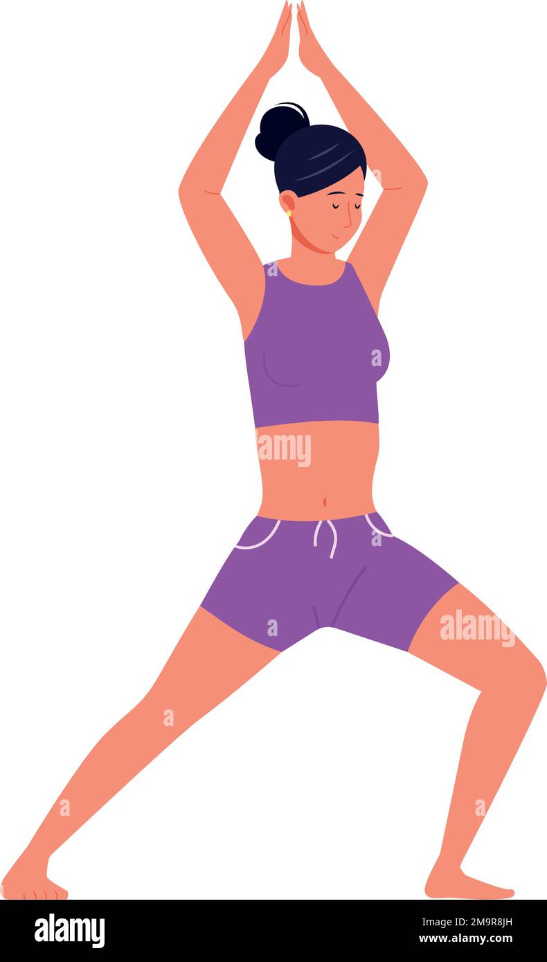 Woman stretching. Yoga exercise. Person training balance isolated on ...