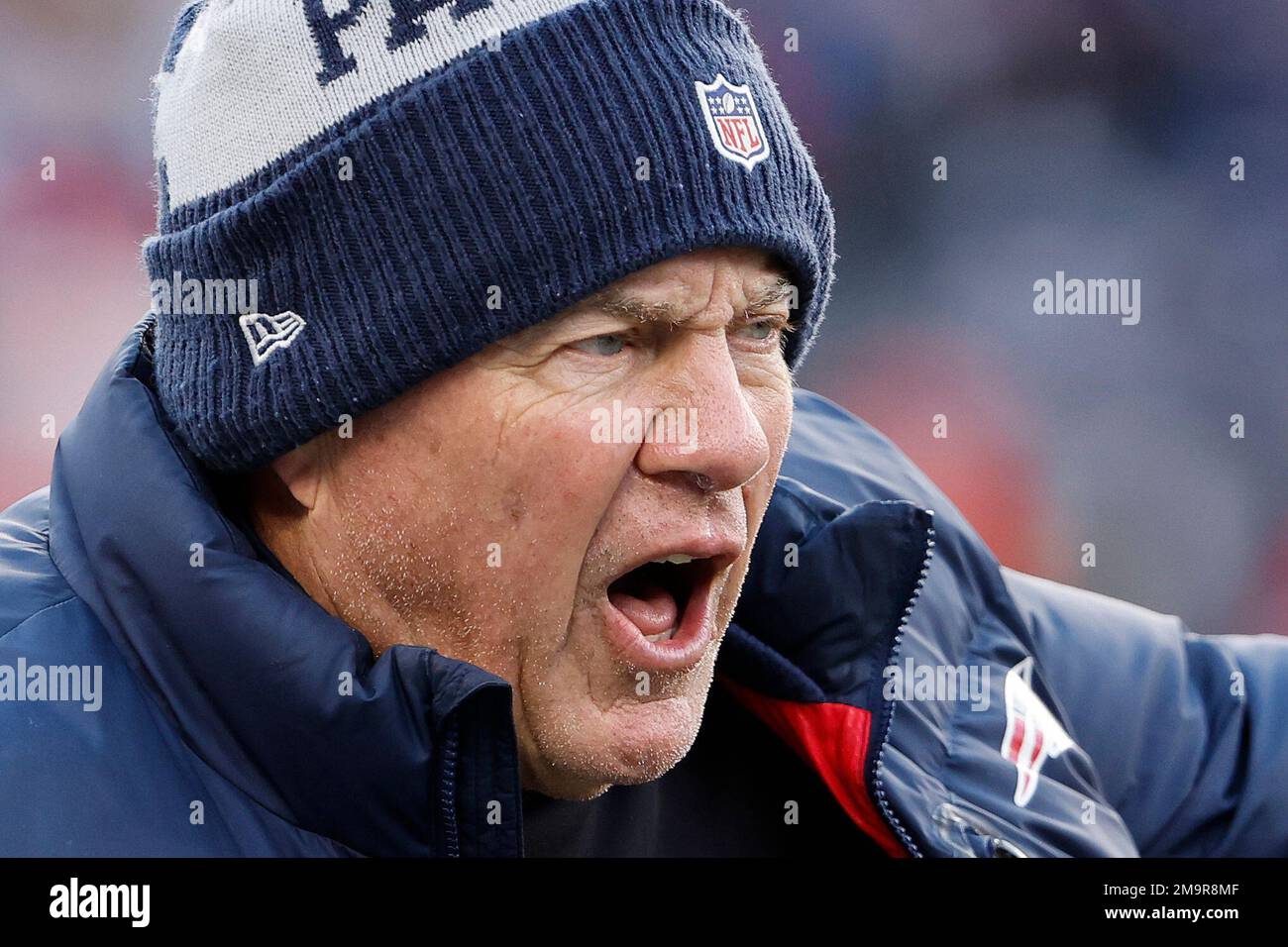 New England Patriots Head Coach Bill Belichick Yells At An Official