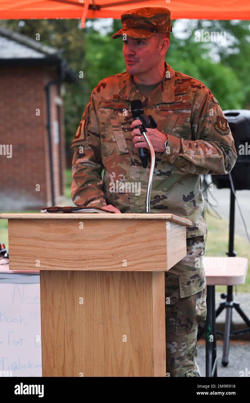 U.S. Air Force Col. Gene Jacobus, 100th Air Refueling Wing commander ...