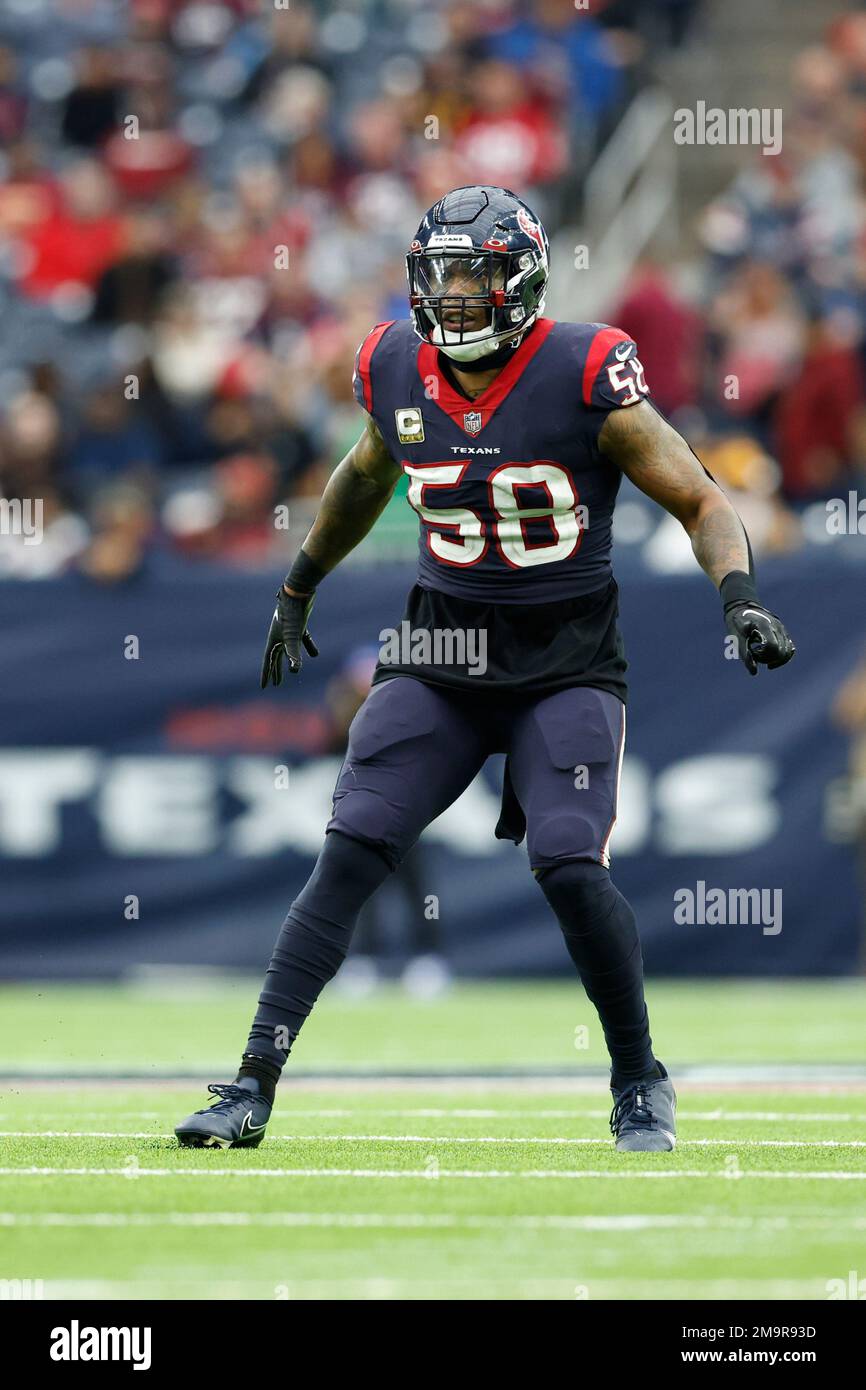 Houston Texans linebacker Christian Kirksey (58) looks to defend during ... Houston Texans linebacker Christian Kirksey (58) looks to defend during ...