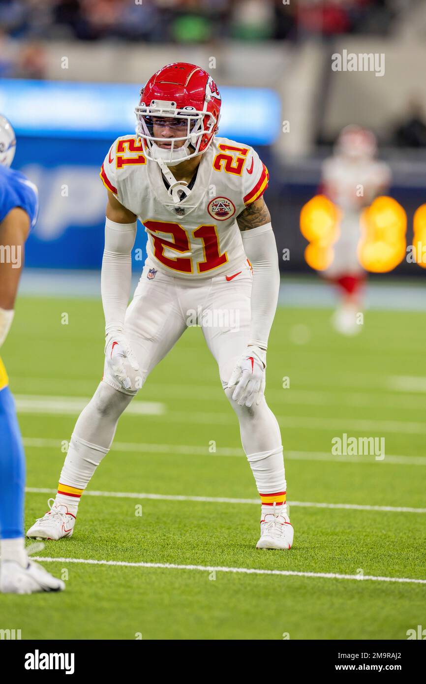 Kansas City Chiefs cornerback Trent McDuffie (21) against the Los ...