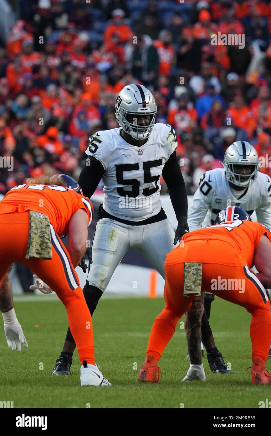 Las Vegas Raiders defensive end Chandler Jones (55) against the Denver ...