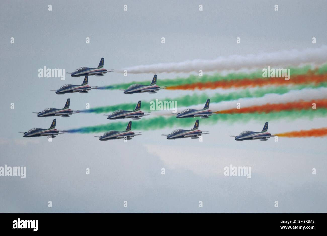 The Italian Air Forces Il Frecce Tricolori, flies in formation at the ...