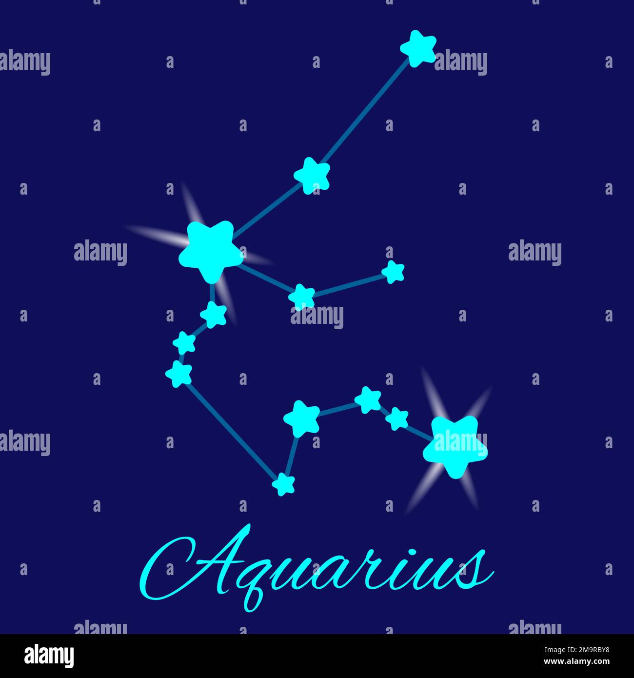 Aquarius zodiac sign. Vector illustration with constellations and ...