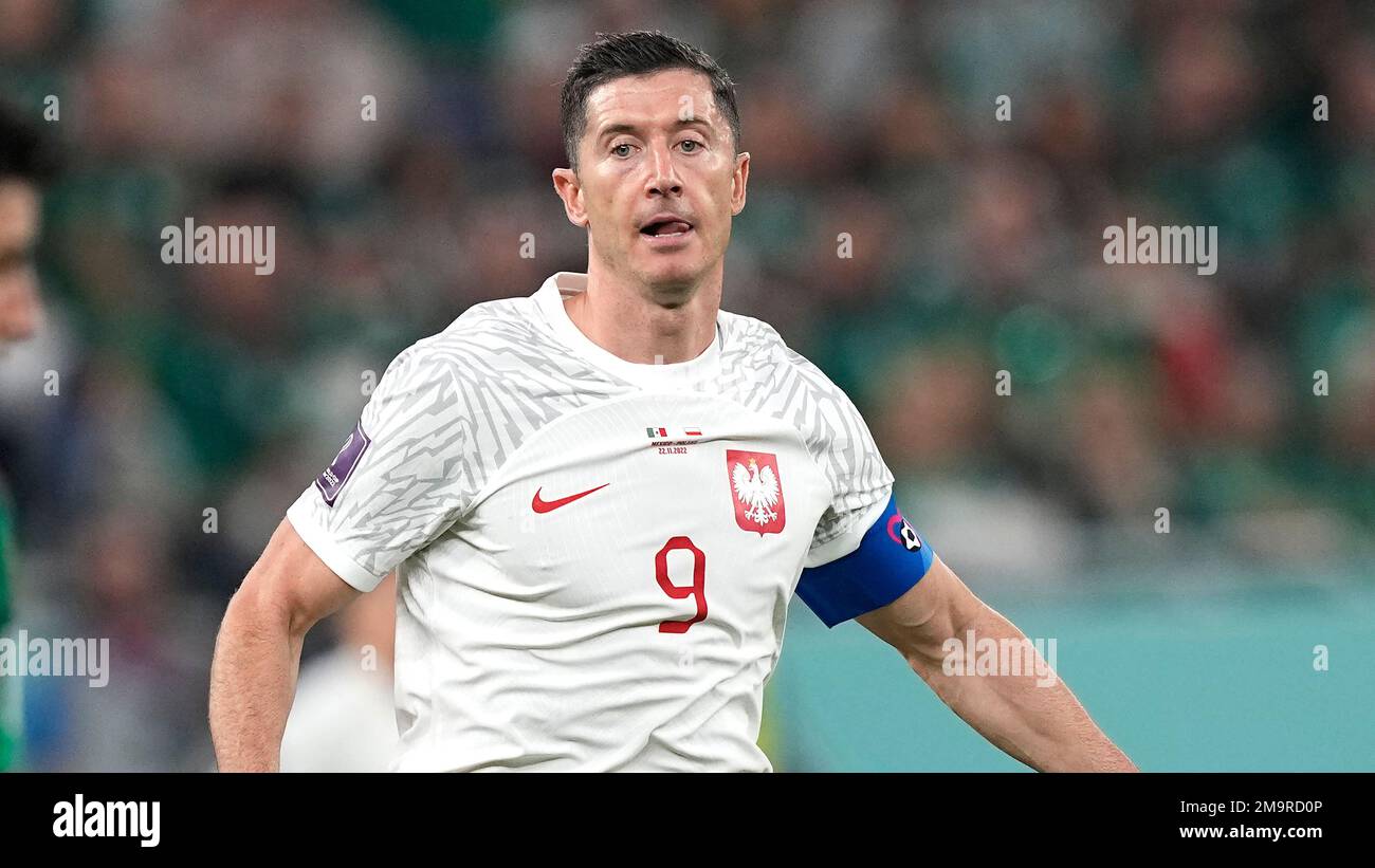 Poland's Robert Lewandowski in action during the World Cup group C ...