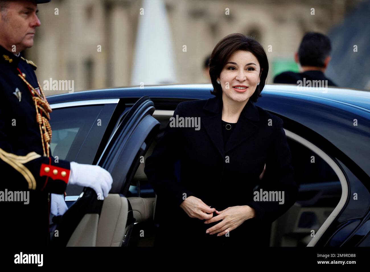 Uzbekistan's First lady Ziroatkhon Hoshimova arrives at the Louvres ...